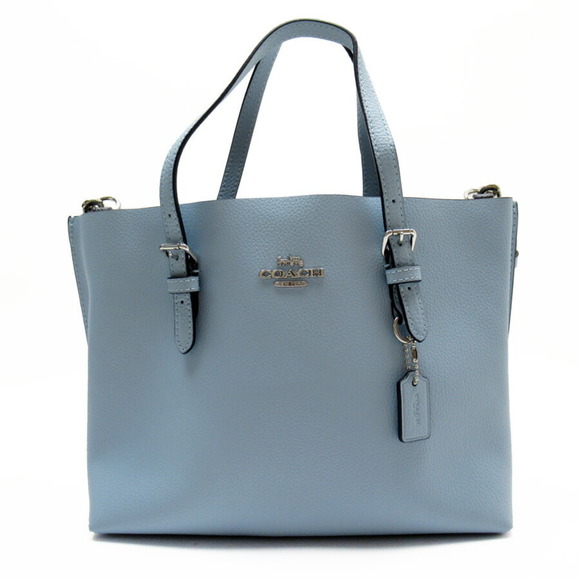 Coach | Bags | Coach Handbag Shoulder Bag 2way Blue Silver Leather ...